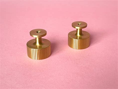 Large Grooved Circular Solid Brass Cabinet Knobs Premium Etsy