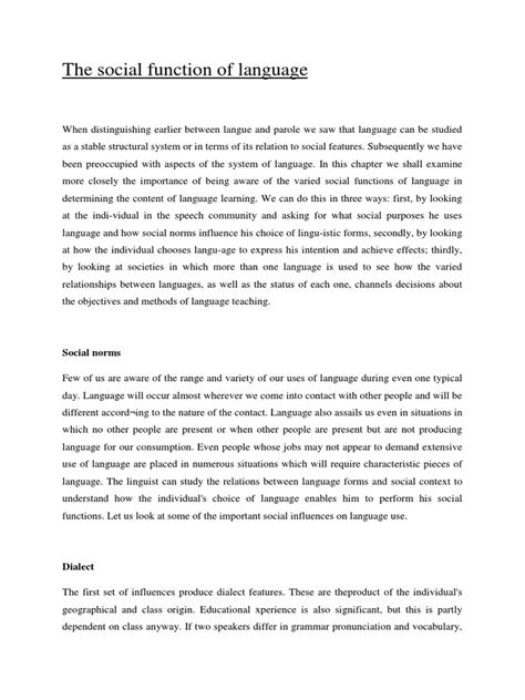 The Social Function Of Language Pdf Pdf Dialect Accent Sociolinguistics