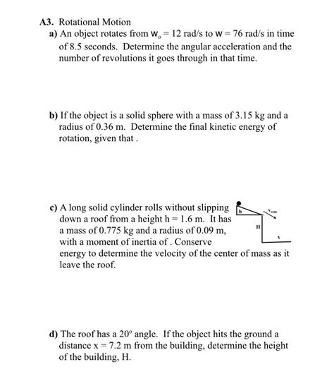 Solved A3 Rotational Motion A An Object Rotates From W Chegg