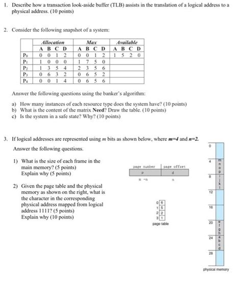 Solved Describe How A Transaction Look Aside Buffer TLB Chegg Com