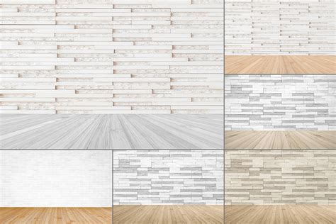 بک گراند دیوار آجری سفید و کف چوبی کد محصول 149848