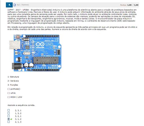 UFMT UFSBA Engenheiro Eletricista Arduino é uma plataforma de eletrônica aberta