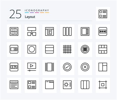 Layout 25 Line Icon Pack Including Form Layout Column Field I Frame 19205359 Vector Art At