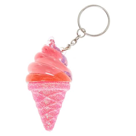 Glitter Pink Ice Cream Lip Gloss Keychain Claires Us