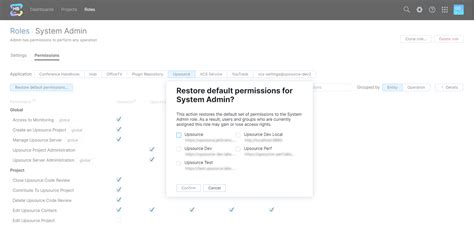 restore default permissions for roles hub documentation