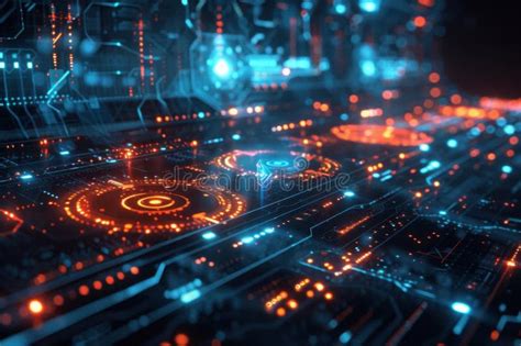 Abstract Futuristic Technology Background With Glowing Circuitry Stock Illustration