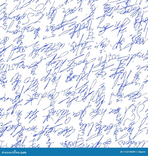 Handwritten Abstract Text Seamless Pattern Vector Illustration For Fabric Texture Stock