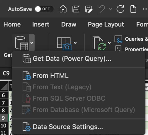 help get data power query on microsoft 365 excel does not display