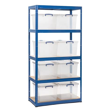 1x Storalex Vrs Shelving Unit 1800mm High Blue With 8x 335l Really