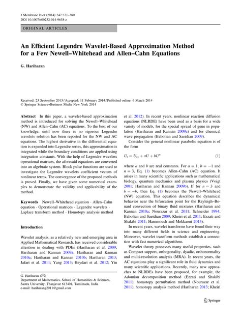 PDF An Efficient Legendre Wavelet Based Approximation Method For A