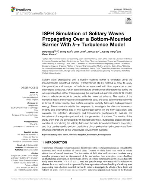 Pdf Isph Simulation Of Solitary Waves Propagating Over A Bottom Mounted Barrier With K ε