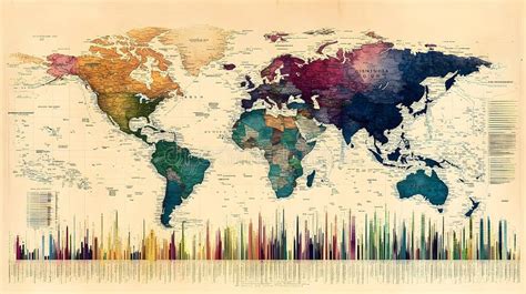 Vintage World Map Data Visualization Stock Illustration Illustration Of Colored International
