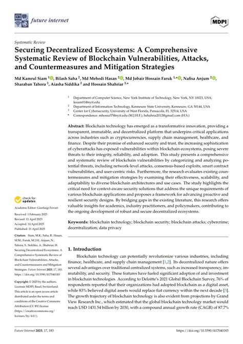 Pdf Securing Decentralized Ecosystems A Comprehensive Systematic Review Of Blockchain