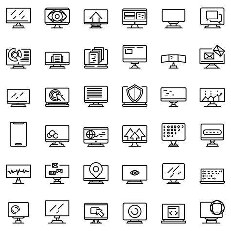 Monitor Icons Set Outline Style Vector Art At Vecteezy