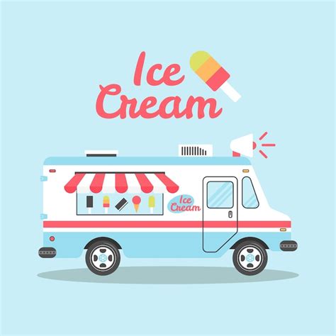 Premium Vector Ice Cream Truck Flat Colorful Illustration