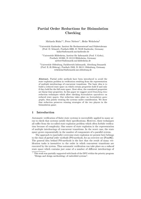 Pdf Partial Order Reductions For Bisimulation Checking