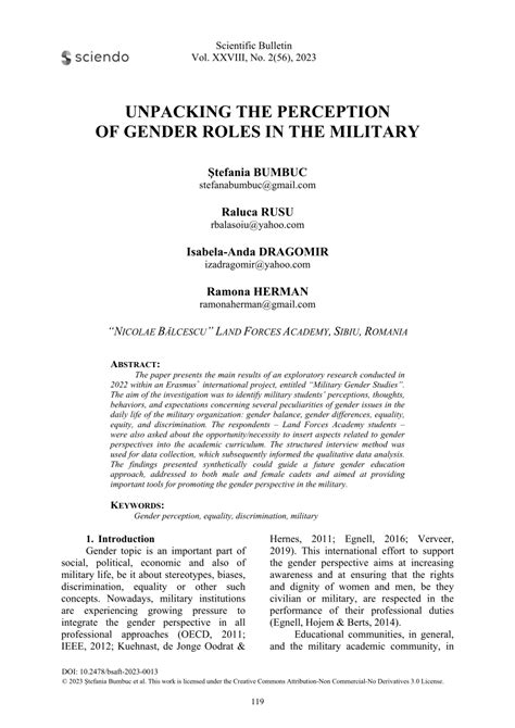 PDF Unpacking The Perception Of Gender Roles In The Military