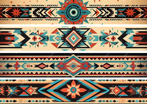 Premium Ai Image Set Of Traditional North American Native Design
