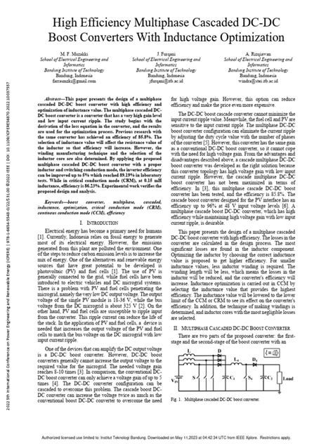 High Efficiency Multiphase Cascaded Dc Dc Boost Converters With Inductance Optimization Pdf