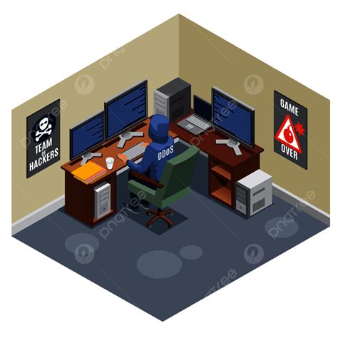 Anonymous Hacker Vector Hd Images Internet Threats Isometric Composition With Anonymous Hacker