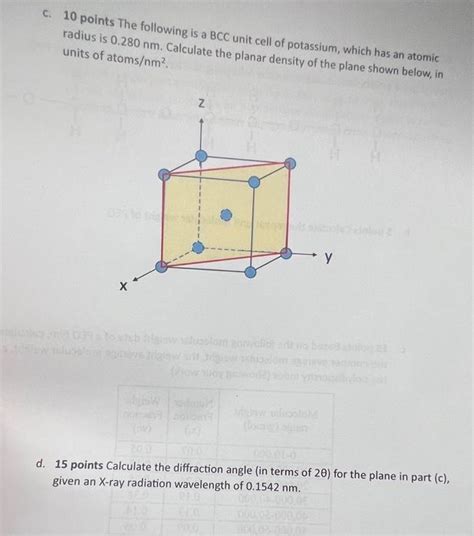 Solved C Points The Following Is A BCC Unit Cell Of Chegg