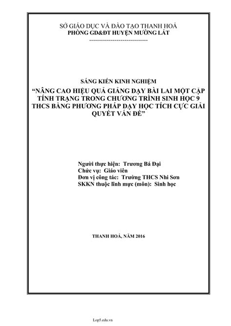 Ppt Skkn N Ng Cao Hi U Qu Gi Ng D Y B I Lai M T C P T Nh Tr Ng M N