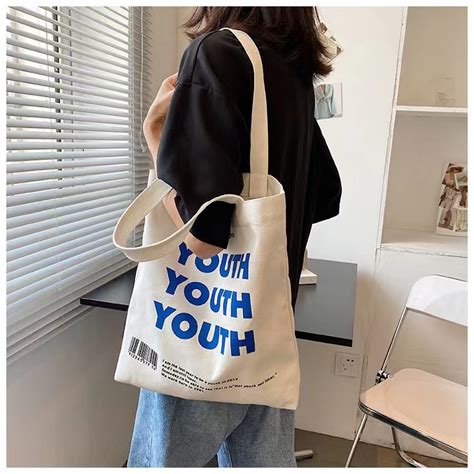ส่งจากไทย กระเป๋า ผ้าแคนวาสแฟชั่นสไตล์ เกาหลี สุดฮิต Youth Shopee Thailand