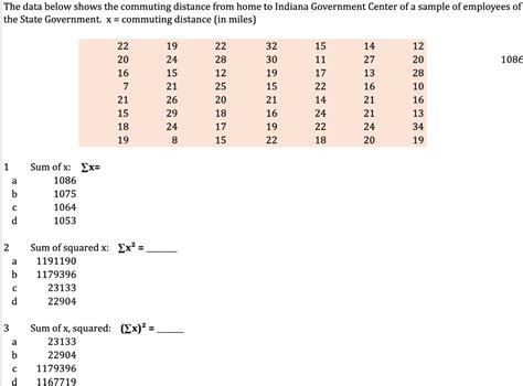 Solved The Data Below Shows The Commuting Distance From Home