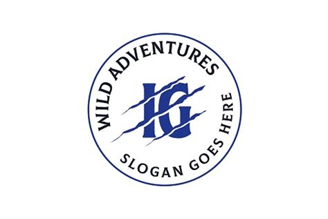 스크래치 효과와 원형 씰 블루 Ig 편지 템플릿 로고 디자인 갈고리 발톱에 대한 스톡 벡터 아트 및 기타 이미지 갈고리 발톱