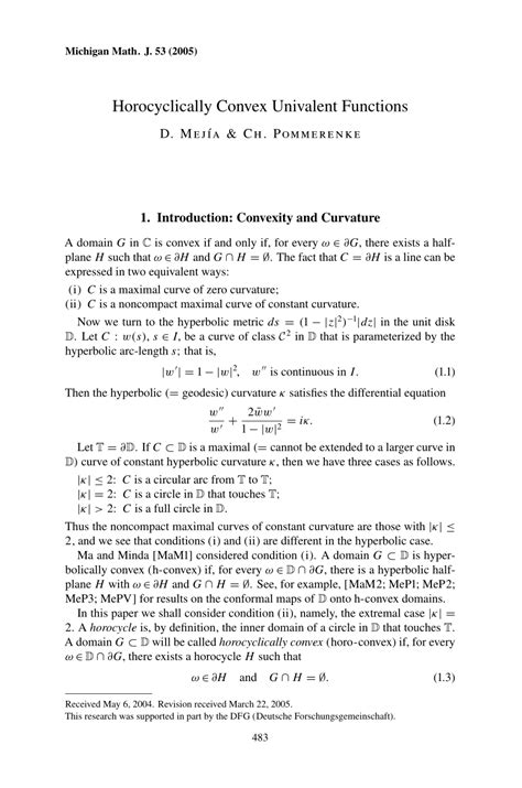 Pdf Horocyclically Convex Univalent Functions