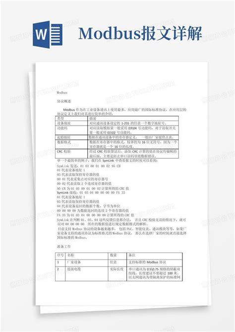 Modbus报文详解word模板下载编号ljjyvany熊猫办公