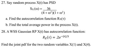 solved 27 say random process x t has psd