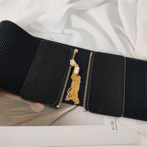 Badu Bg Плюс размер Еластичен черен корсетен колан Широки разтегливи панталони Женски