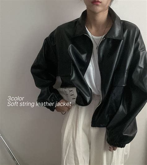몽그라미 3color가을자켓간절기추천 레더 스트링 소프트 가죽 레더 자켓 라이더자켓 3col몽그라미 위시버킷