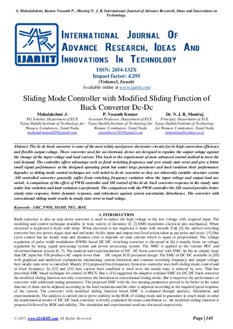 Pdf Sliding Mode Controller With Modified Sliding Function Of Buck Converter Dc Dcpdf