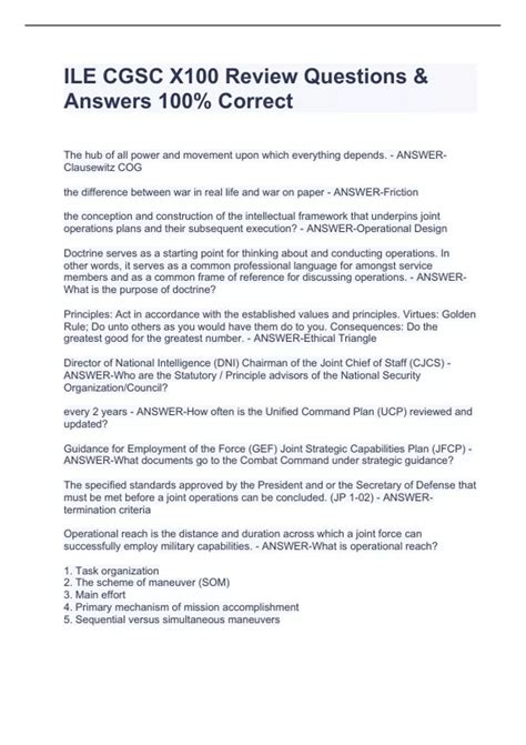 Ile Cgsc X100 Review Questions And Answers 100 Correct Ile Cgsc X100 Stuvia Us