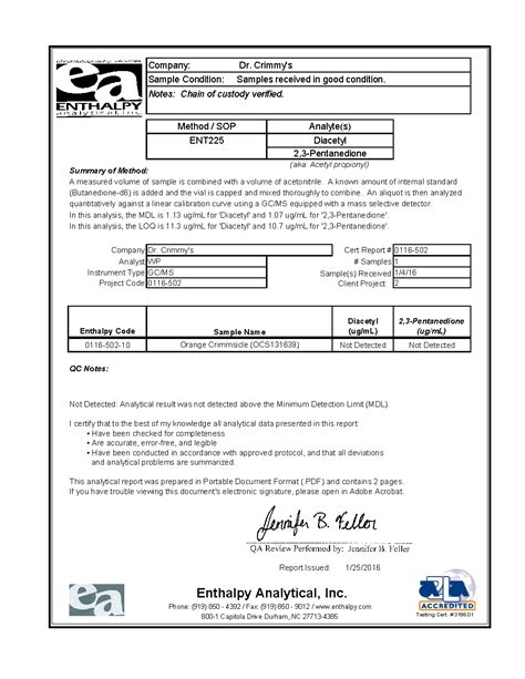 Enthalpy Product Testing Dr Crimmys V Liquid
