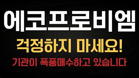 에코프로비엠 전망 에코프로비엠 걱정하지 마세요 기관과 연기금이 폭풍매수하고 있습니다 실적도 빵빵 전망도 화려한 에코프로