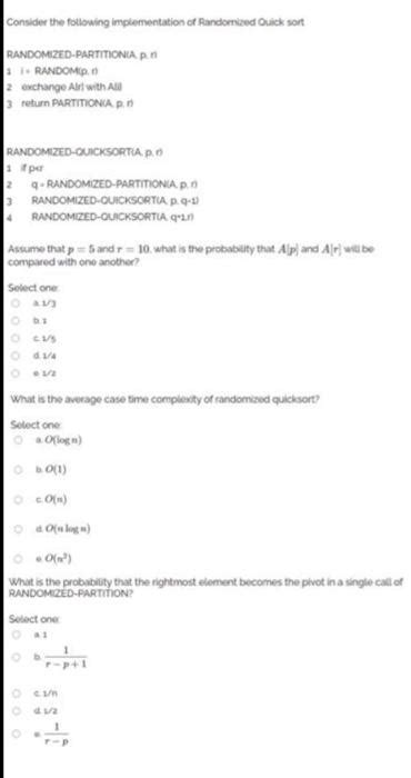 Solved Consider The Following Implementation Of Randomized