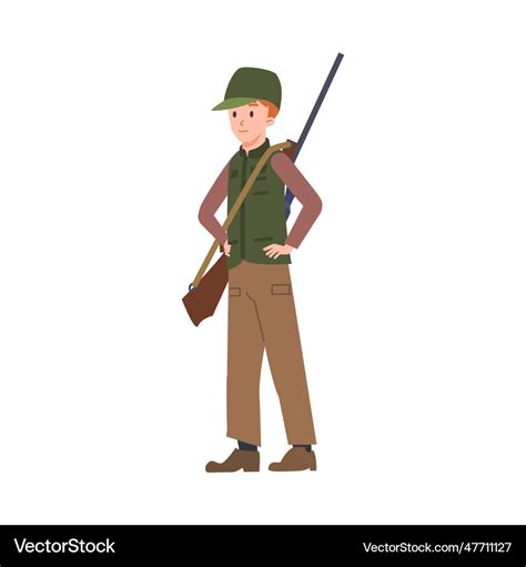 Standing Hunter Royalty Free Vector Image Vectorstock