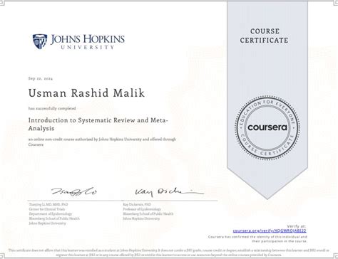 Usman Rashid Malik On Linkedin Certificate Systematicreview Research Writing Medicalwriting