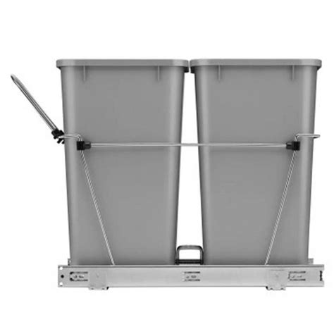 REV A SHELF RV 15KD Double 27 Quart Bottom Mount Waste Container Chrome Rev A Shelf RV 15KD 17C S