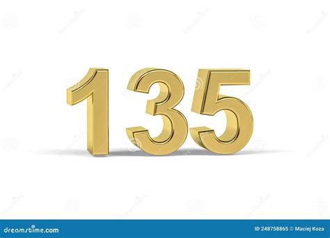 golden 3d number 135 year 135 isolated on white background stock illustration illustration