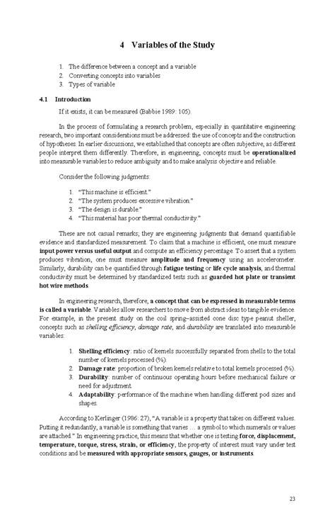 Variables Of The Study Concepts Vs Measurable Variables In
