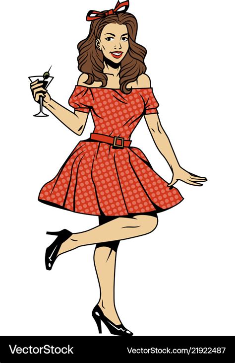 Vintage Beautiful Pin Up Girl Royalty Free Vector Image
