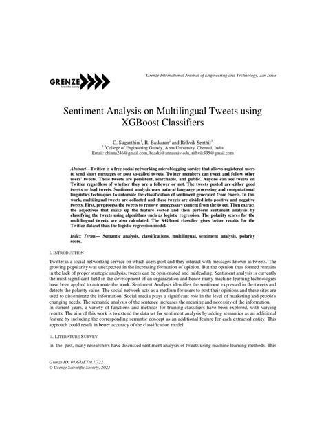 Pdf Sentiment Analysis On Multilingual Tweets Using Xgboost Classifiers