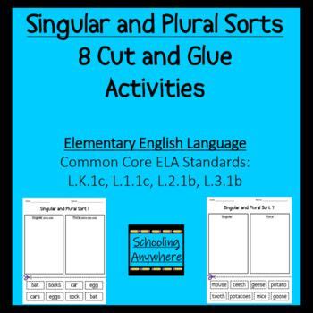 This PDF Resource Includes Printable Activities For Babes To Sort Nouns Into Singular And
