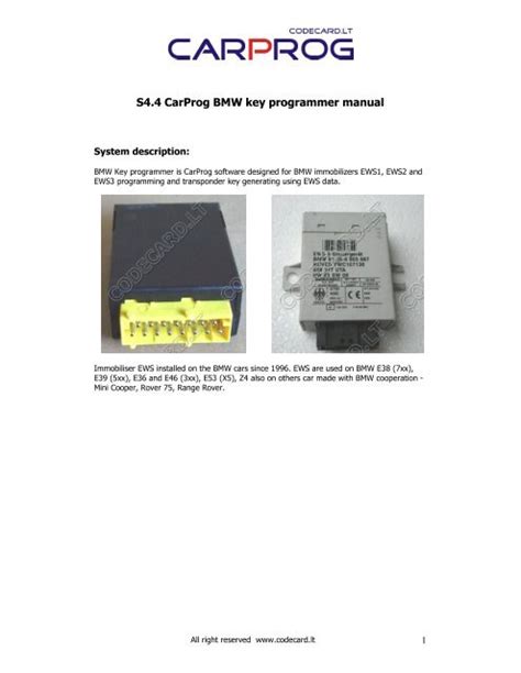 Carprog Bmw Key Programmer Manualpdf