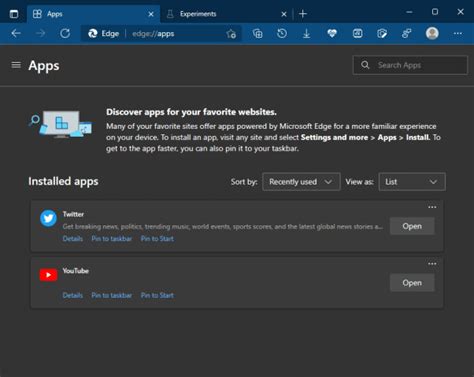 Microsoft Edge Canary Adds New PWA Management Hub For Select Insiders