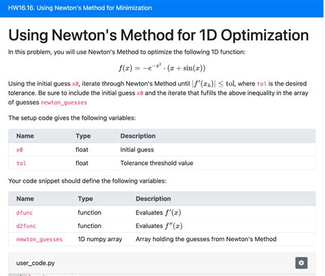 Solved Using Newton S Method For D Optimization In This Chegg